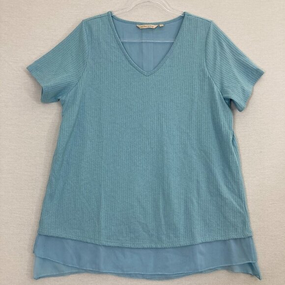 Soft Surroundings | Tops | Soft Surroundings Blue Button Back Waffle ...